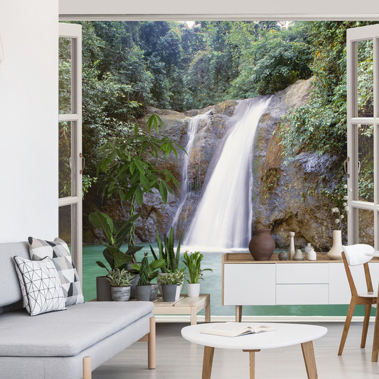 3D Window Waterfall Nature Wallpaper Mural Art Print Photomural Wall ...