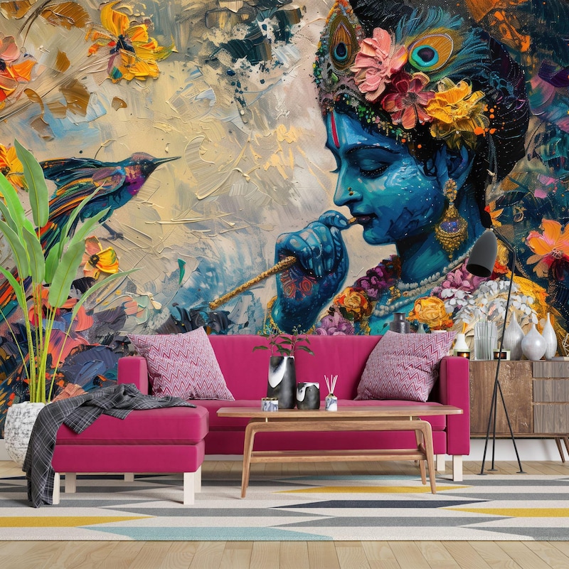 Radha Wallpaper Mural - Etsy UK