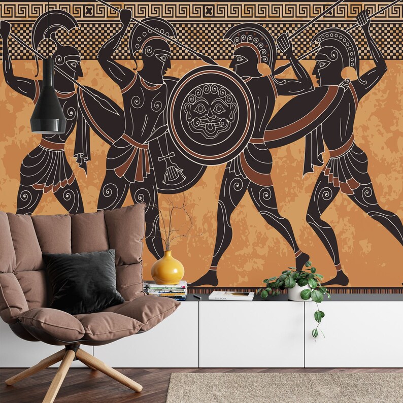 Wallpaper, Spartan Warriors Wall Decal – Ancient Greek Art Mural, Easy ...