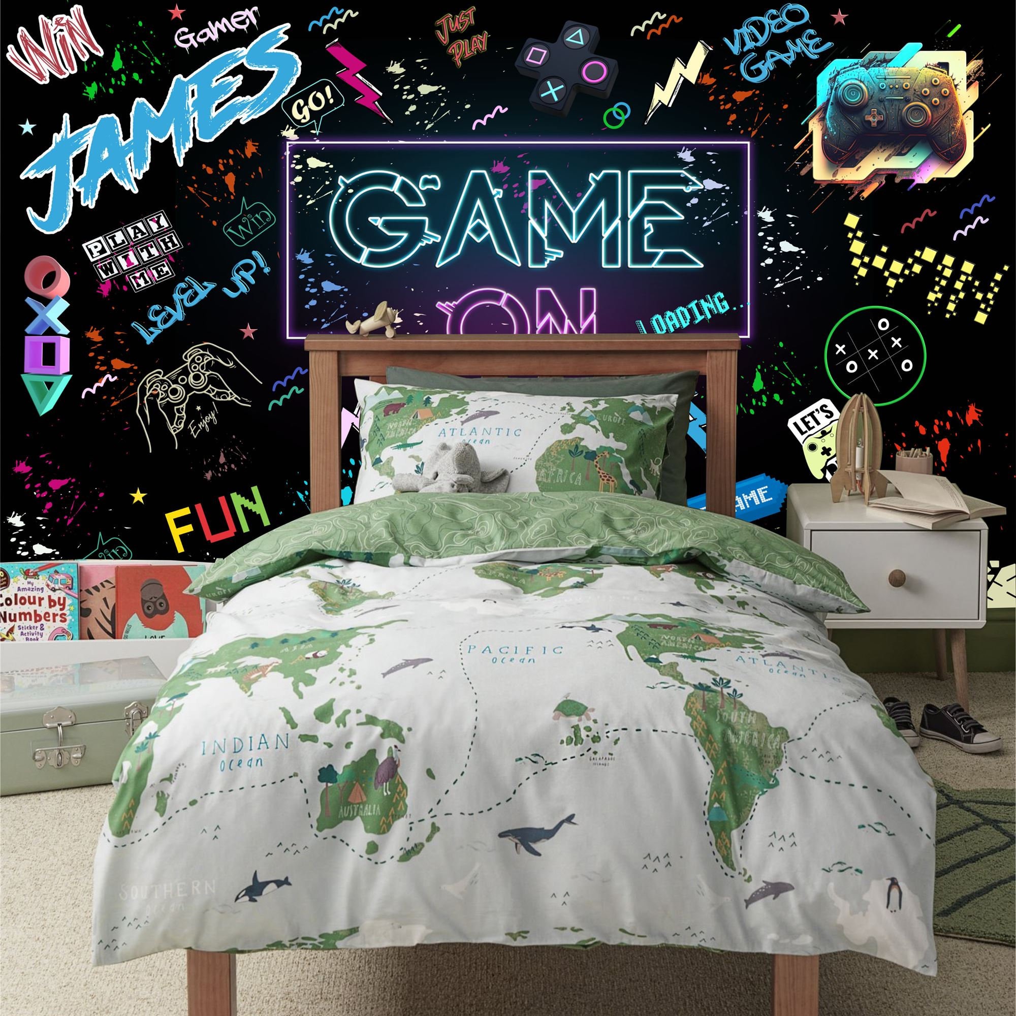 Games Theme Gaming Room, Custom Art, PERSONALIZED NAME Decal Sticker ...