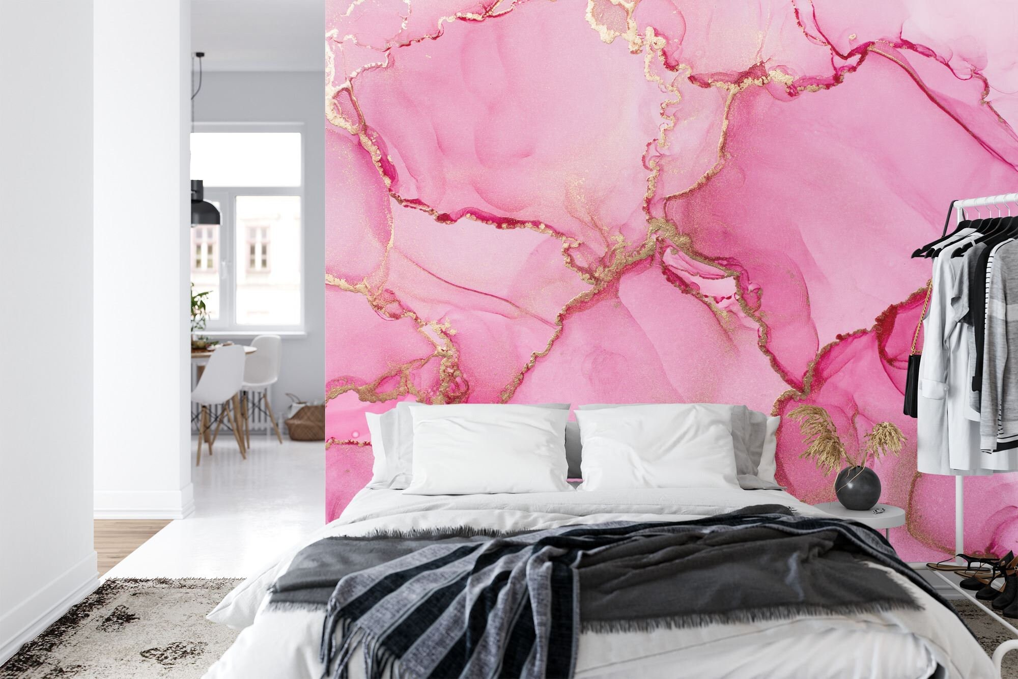 Pink Marble Watercolor Wallpaper Mural, Easy-install Peel and Stick - Etsy