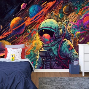 Spaceman Gift Colorful Psychedelic Galaxy, Art Print Photomural ...