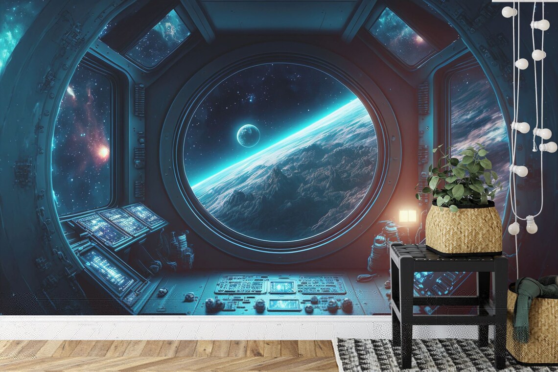 Outer Space Spaceship Window View Gift, Stars Astronomy Kids Room Decor ...