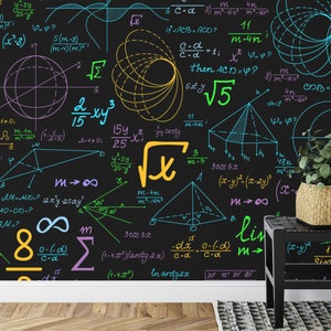 Math Formulas Color Chalk Blackboard Gift, Art Print Photomural ...