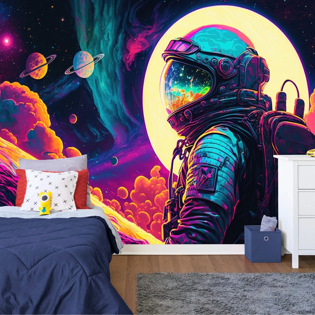 Spaceman Gift Colorful Psychedelic Galaxy, Art Print Photomural ...