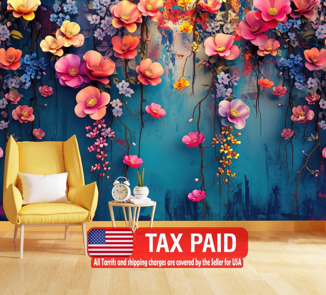 Floral Hanging Branches Wall Mural, Peel and Stick Wallpaper - Etsy