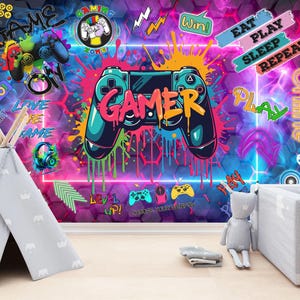 Gaming Room Game Playing Kids Room Decor Gift, Art Print Photomural ...