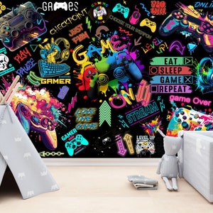 Gaming Room Game Playing Kids Room Decor Gift, Art Print Photomural ...