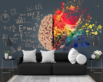 Human Brain Reflections Wallpaper Abstract Art Peel and Stick Wall ...
