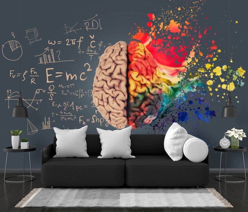 Human Brain Mural, Creative Concept Art Print, Peel and Stick Wallpaper ...