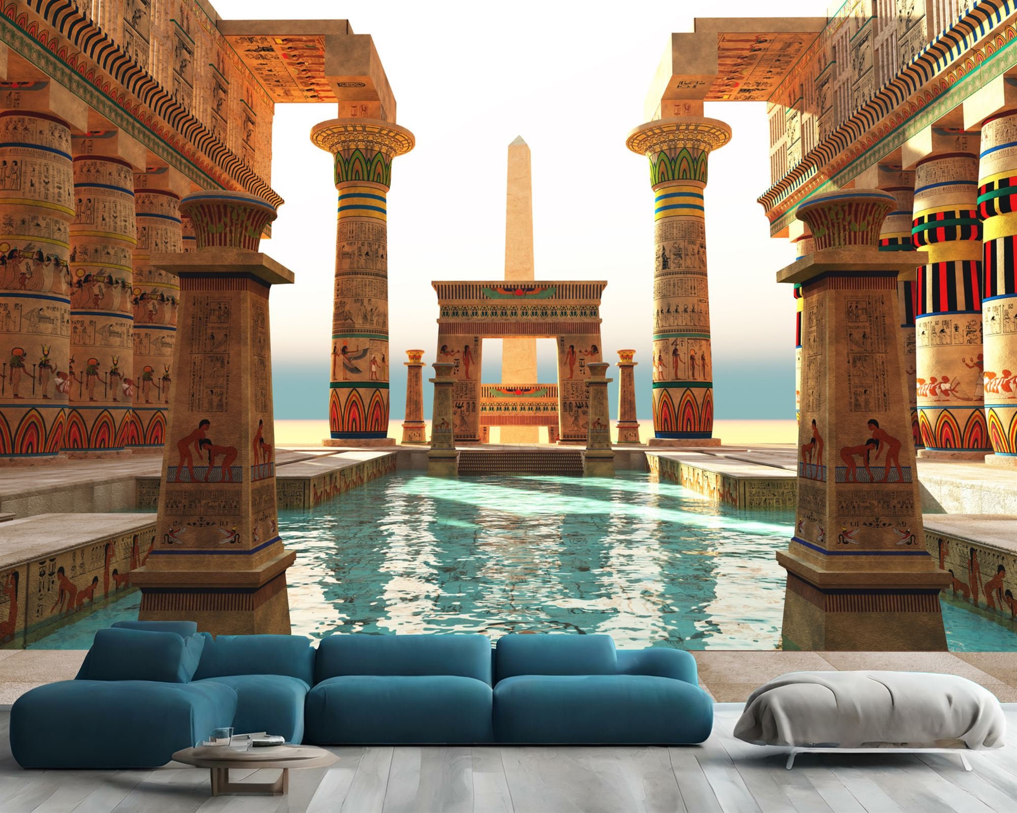 Ancient Egypt Swimming Pool Hieroglyphic Engravings, Sunny Temples Easy ...