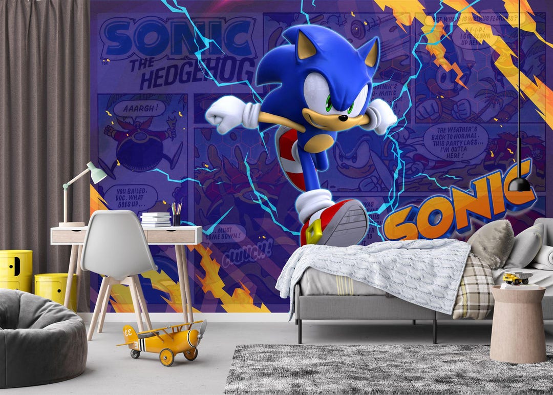 Sonic Kids Room Wallpaper Mural, Removable Peel and Stick Wall Decal - Etsy