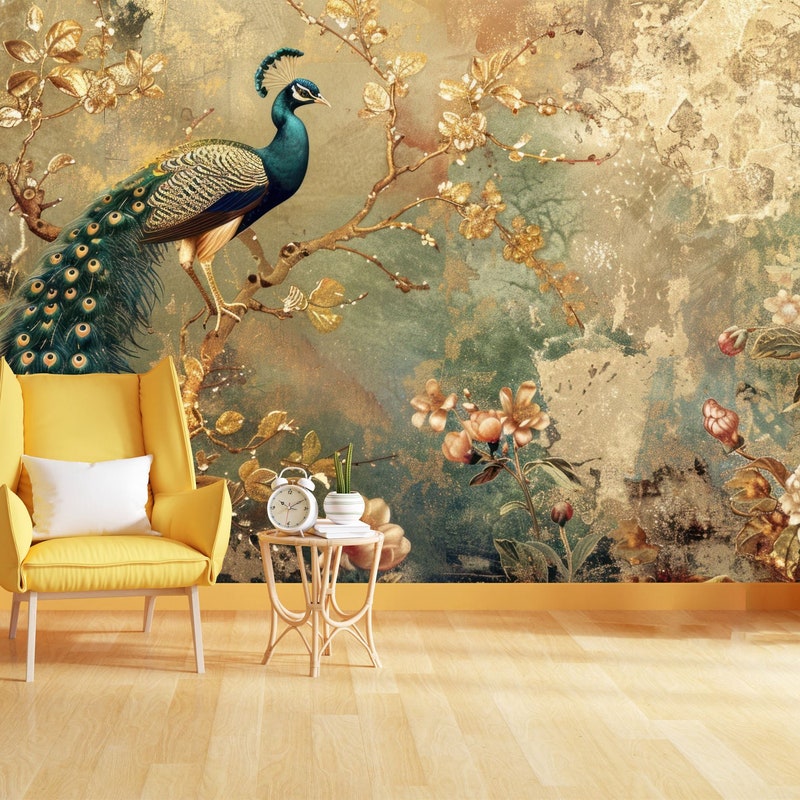 Peacock Wall Mural - Etsy