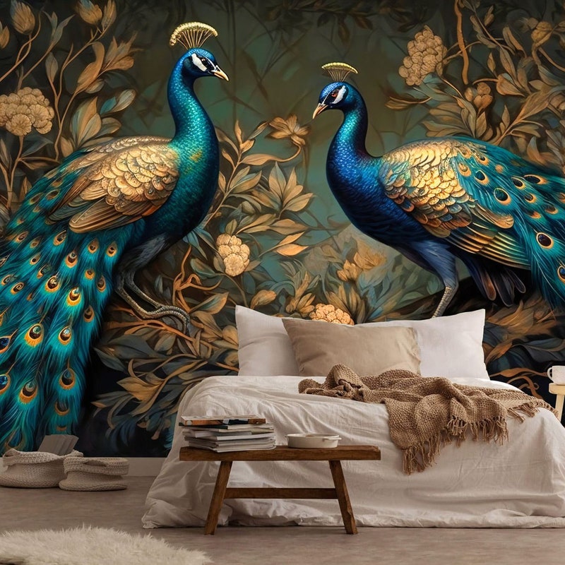 Peacock Wall Mural - Etsy
