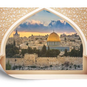 Islamic Arabic Style Arch Window Jerusalem View Wall Gift, Art Print ...