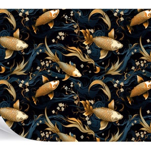 Golden Koi Fishes Pattern Modern Decor Gift, Art Print Photomural ...