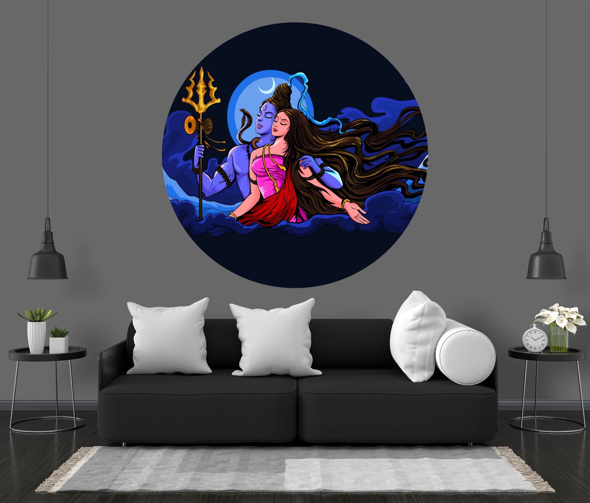 Lord Shiva and Goddess Parvati Art Form Poster Photomural Wall - Etsy