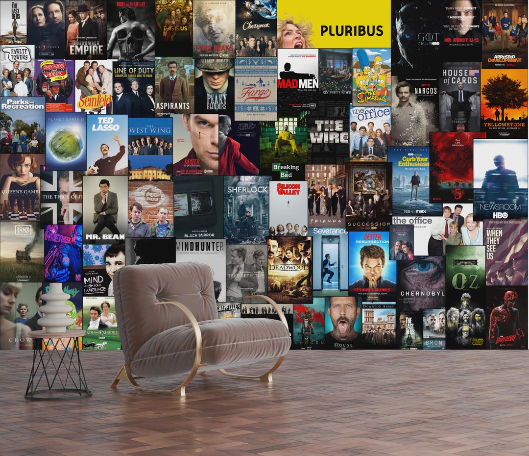 TV Shows Series Poster Collage Wallpaper Mural Peel and Stick Wall ...