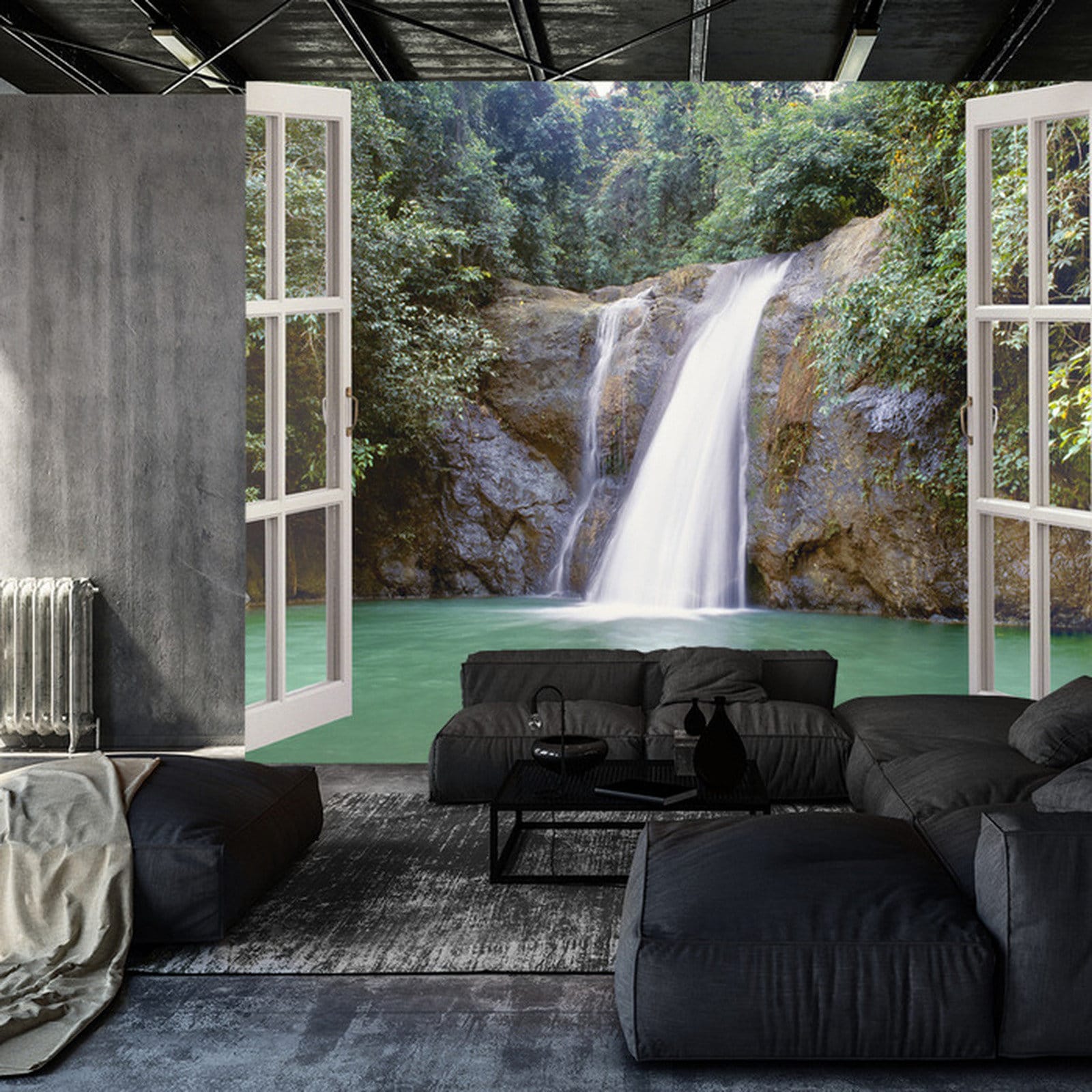3D Window Waterfall Nature Wallpaper Mural Art Print Photomural Wall ...