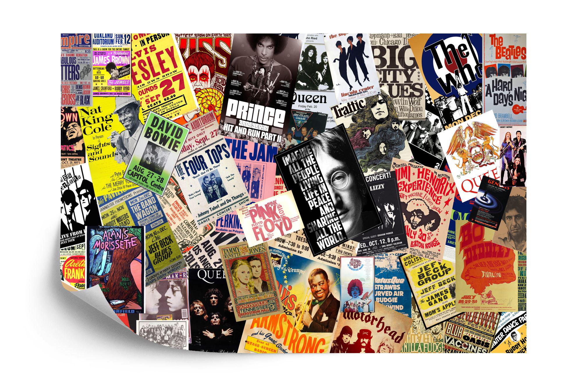 Vintage Rock Concert Posters Wallpaper Mural - Peel and Stick - Etsy