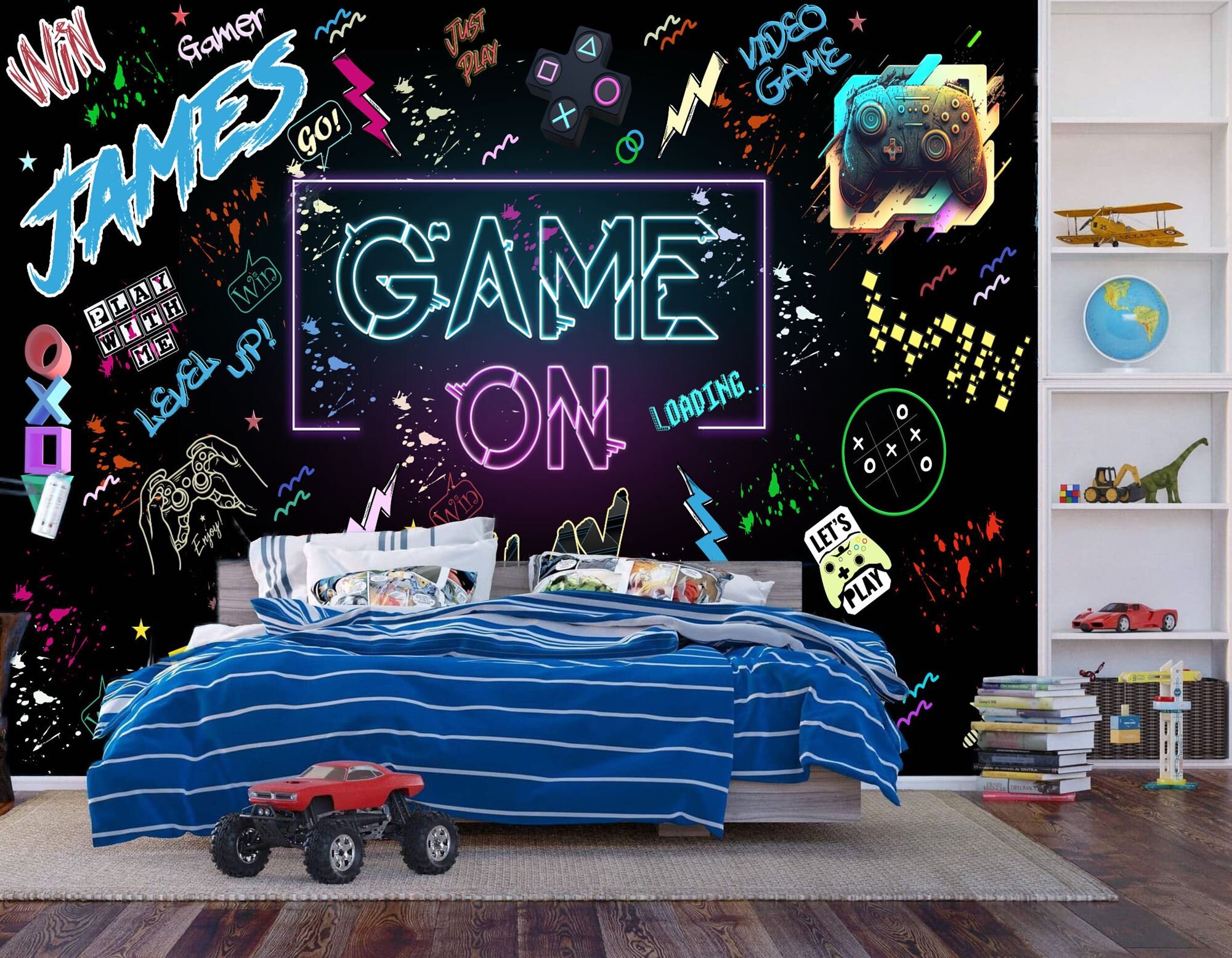 Games Theme Gaming Room, Custom Art, PERSONALIZED NAME Decal Sticker ...