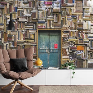 Vintage Library Book Shelves Reading Room Decor Wall Gift, Art Print ...