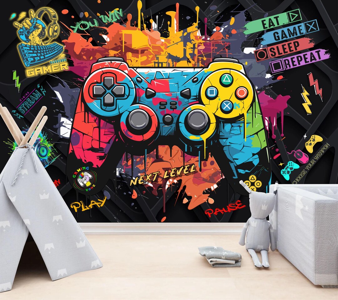 Gaming Room Game Playing Kids Room Decor Gift, Art Print Photomural ...