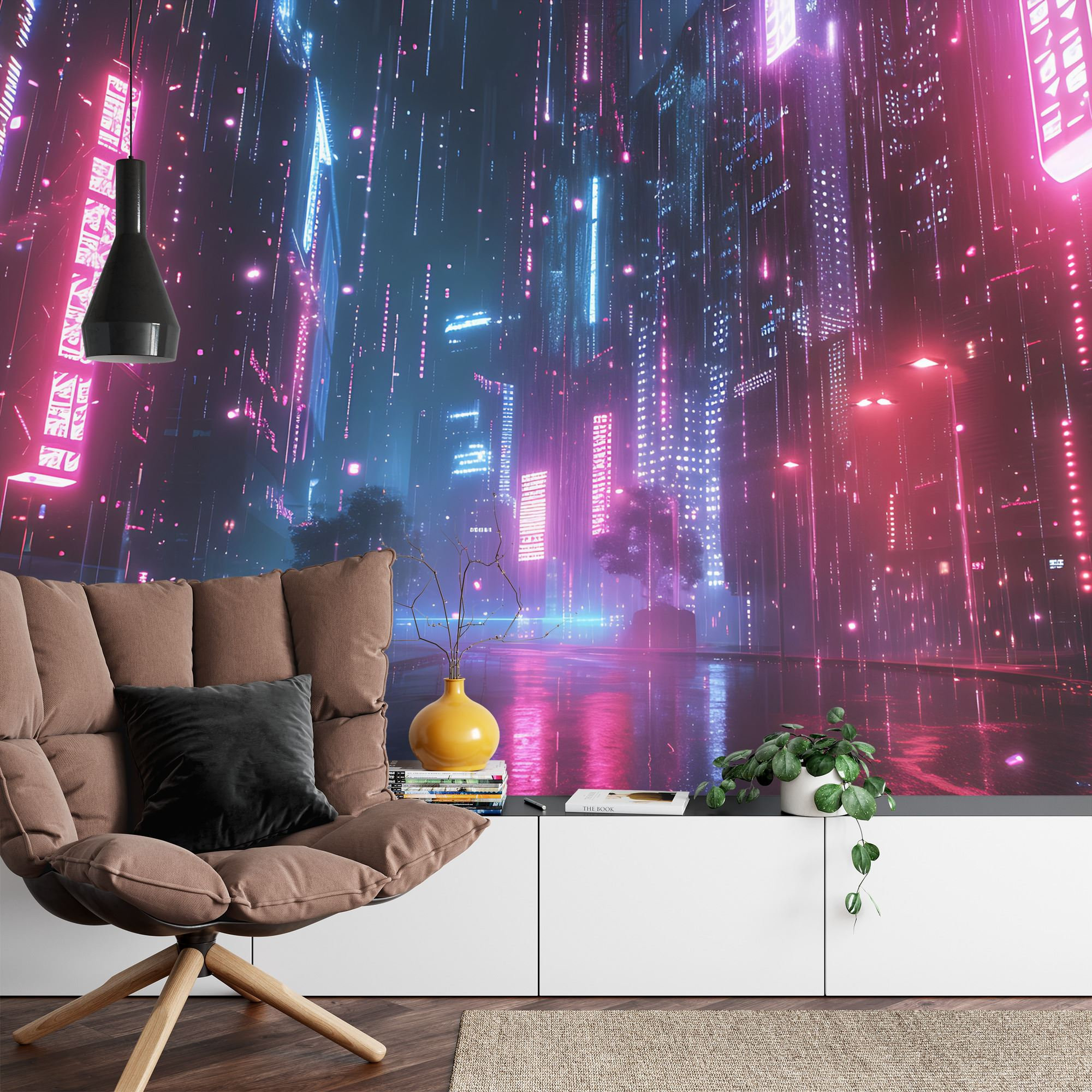Cyberpunk City Wallpaper Mural, 3D Futuristic Sci-fi Wall Decal - Etsy
