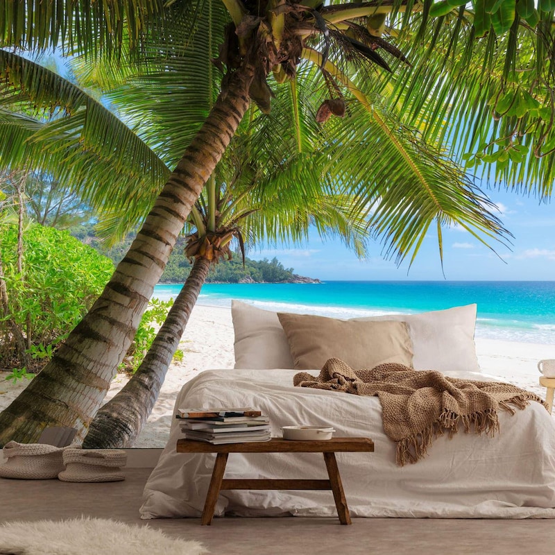 Tropical Beach Mural - Etsy