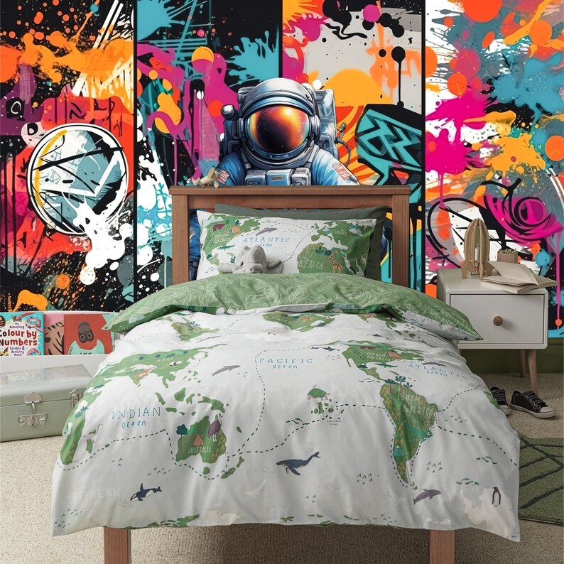 Spaceman Graffiti Splatter Paint Gift for Kids, Art Print Photomural ...