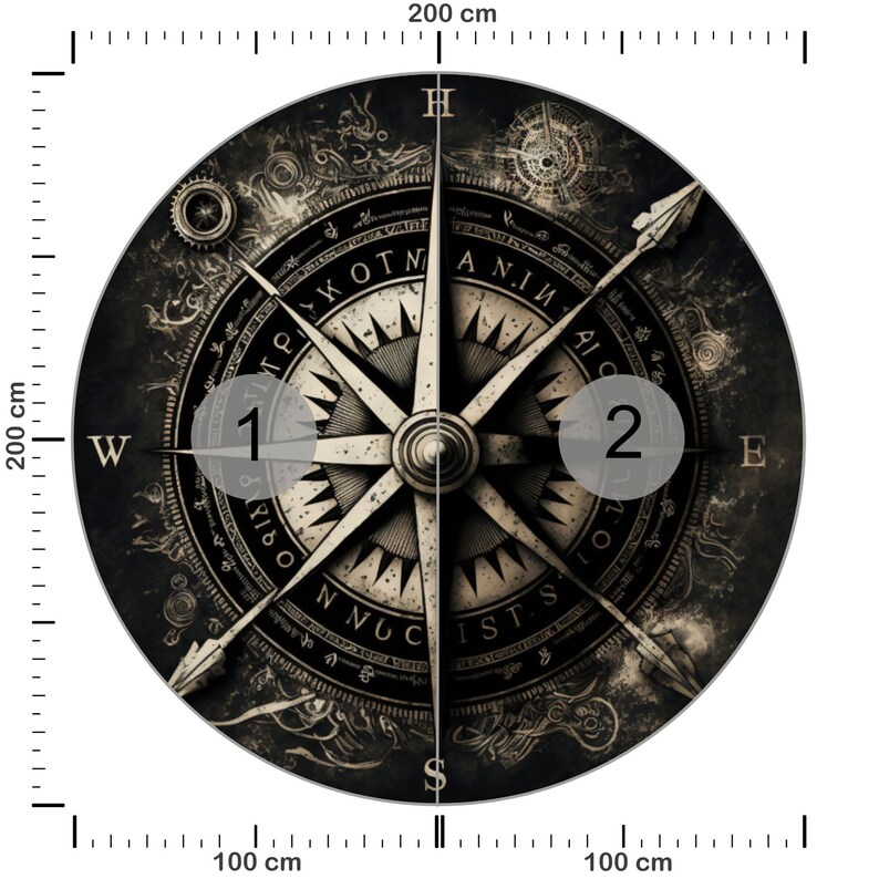 Compass Astrology AI Home Mural Circle Poster Photomural Wall Décor ...