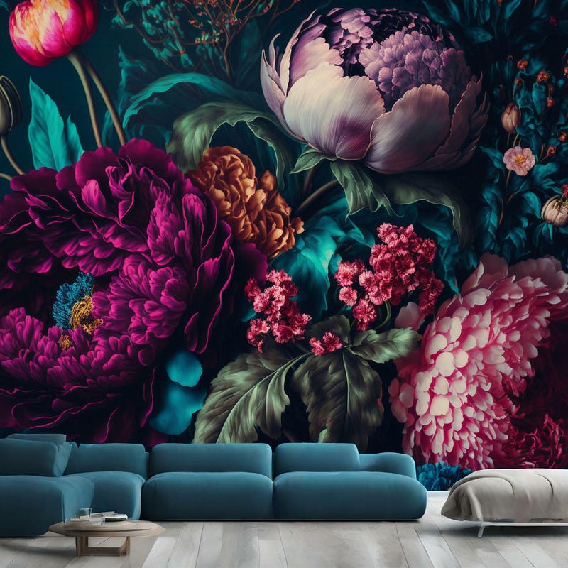 Large Floral Wallpaper - Etsy