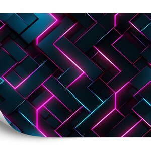 2D Abstract Neon Vibrant Glowing Gift Decor, Art Print Photomural ...