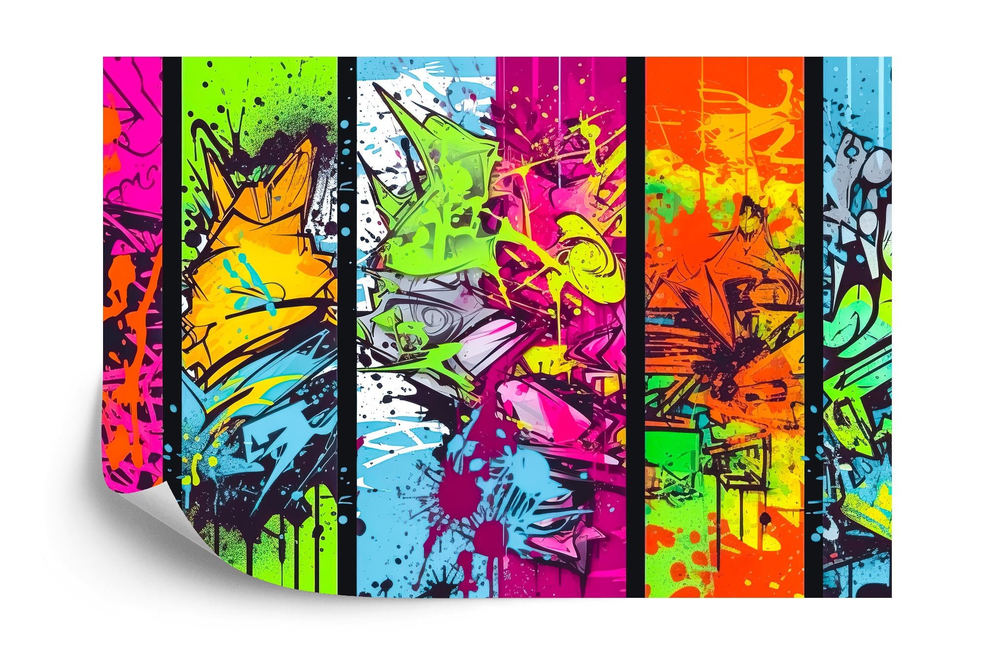 Colorful Graffiti Paint Splatter Fragments AI Gift Art Print Photomural ...