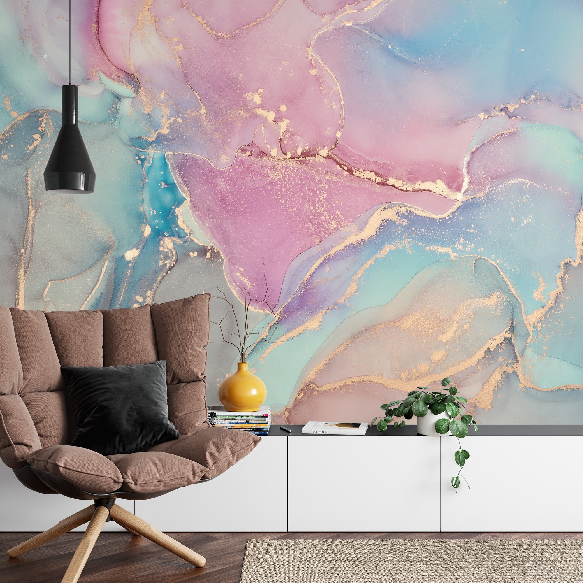 Ink Color Abstract Marble Texture Art Print Photomural Wallpaper Mural ...