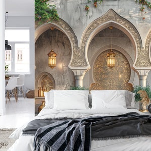 Islamic Arches Wallpaper Mural, Arabian Nights Decor, Peel and Stick ...