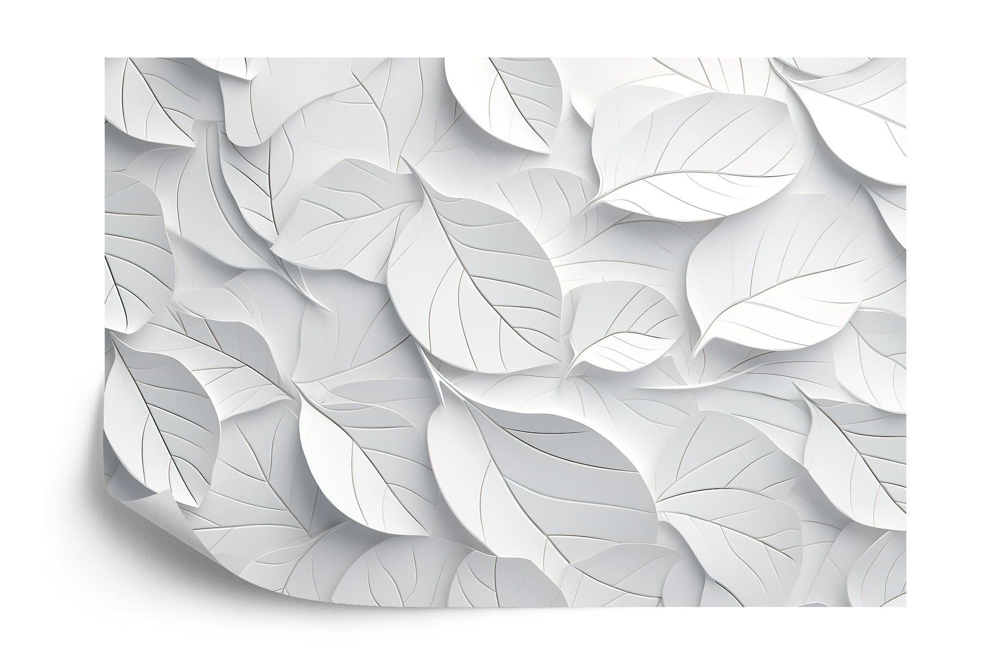 White Geometric Leaves 3D Tiles Texture Home Mural Decor Wallpaper Easy ...