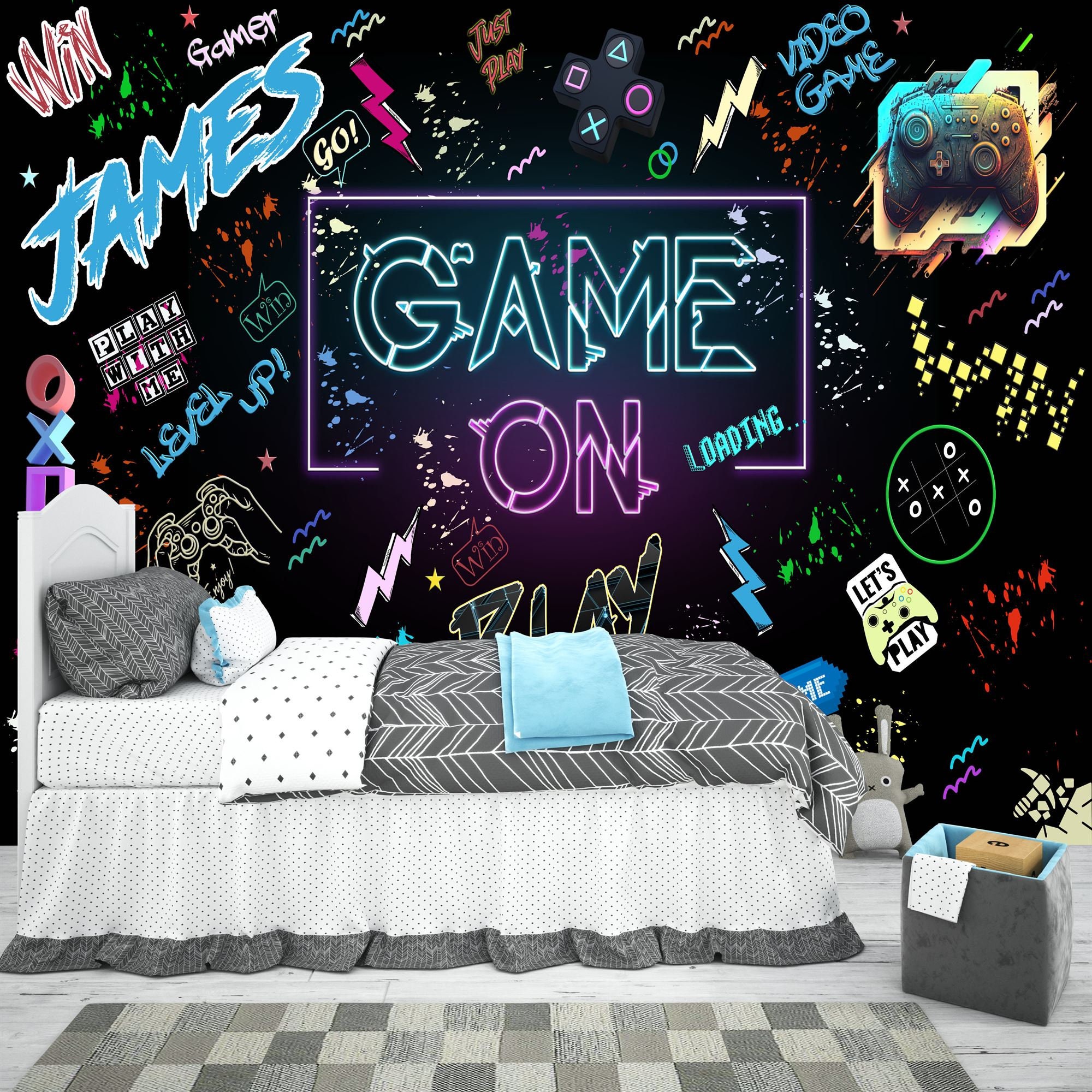 Games Theme Gaming Room, Custom Art, PERSONALIZED NAME Decal Sticker ...