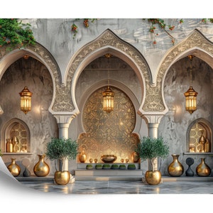 Islamic Arches Wallpaper Mural, Arabian Nights Decor, Peel and Stick ...