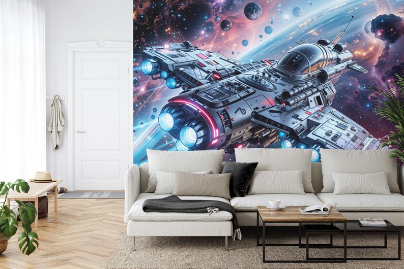 Spaceship Earth View Wallpaper Mural, 3D Peel and Stick Decal - Etsy