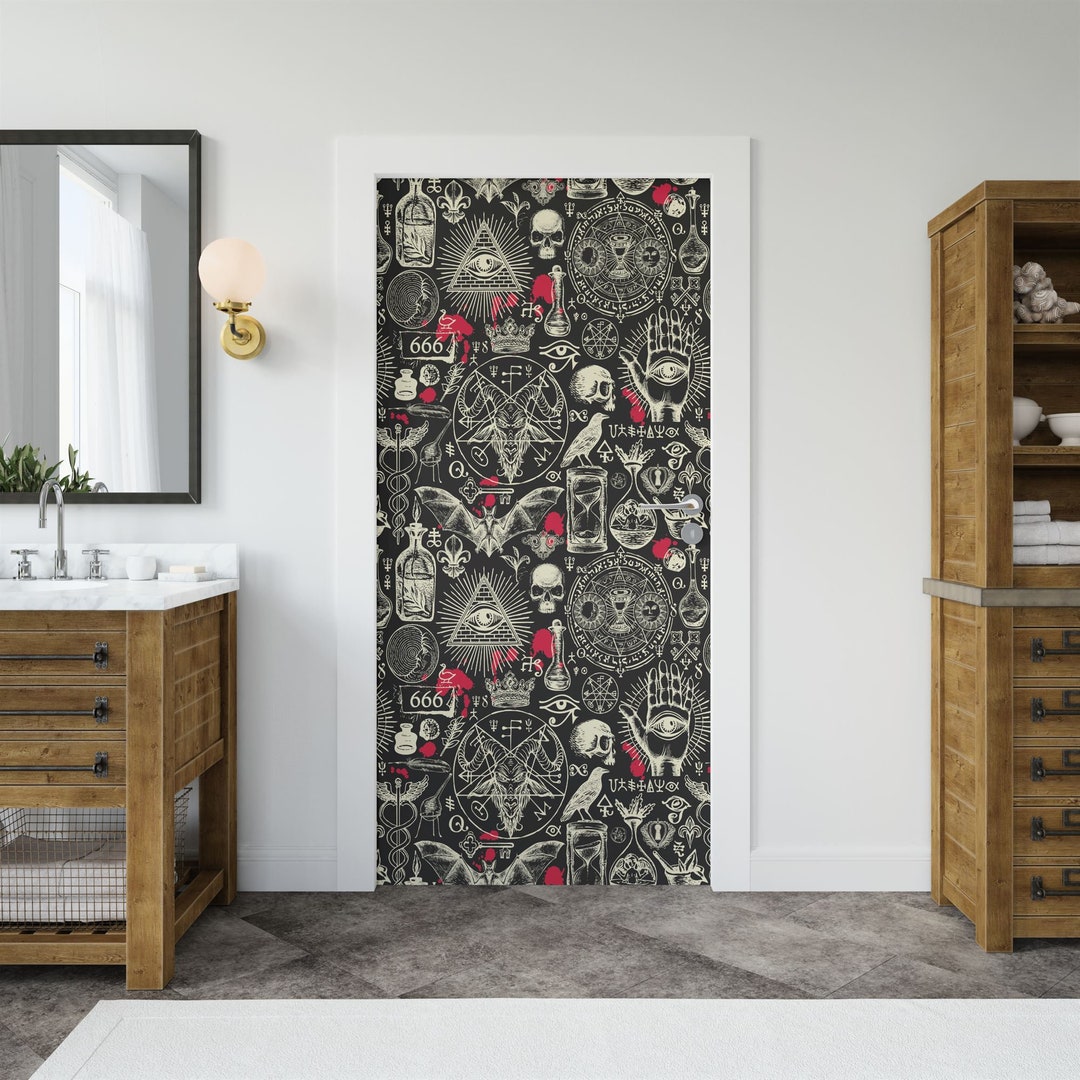 Alchemy Pattern Wall Sticker Door Covering Removable Peel and Stick ...