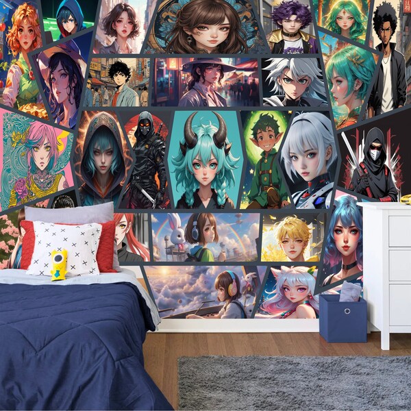 Anime Mural Art Wallpaper - Etsy