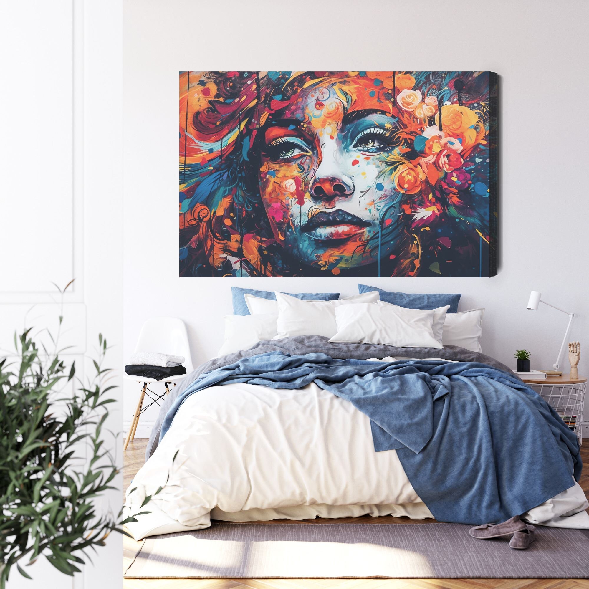 Urban Street Art Girl Face Fantasy Concept AI Generated Natural Canvas ...