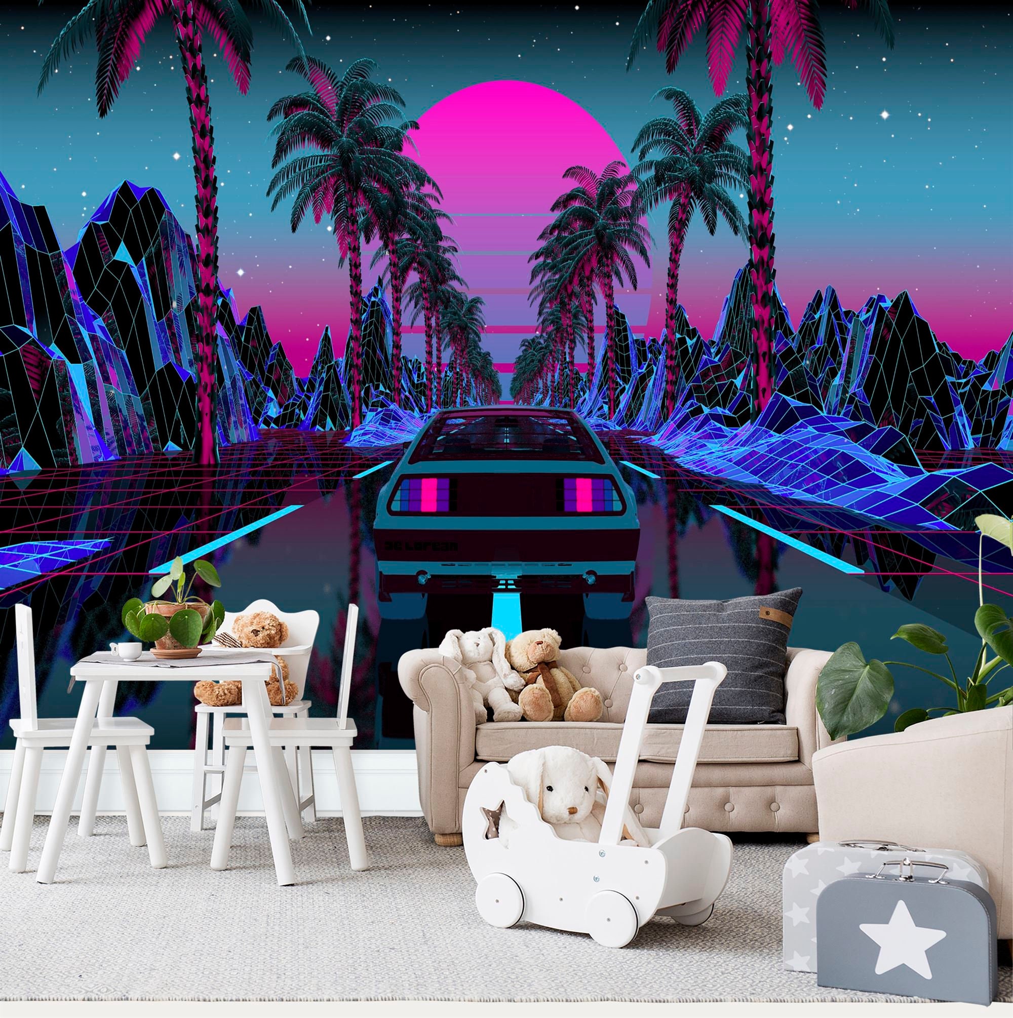 Vaporwave Cyberpunk Digital Palm Trees Out-run Gift for Kids - Etsy