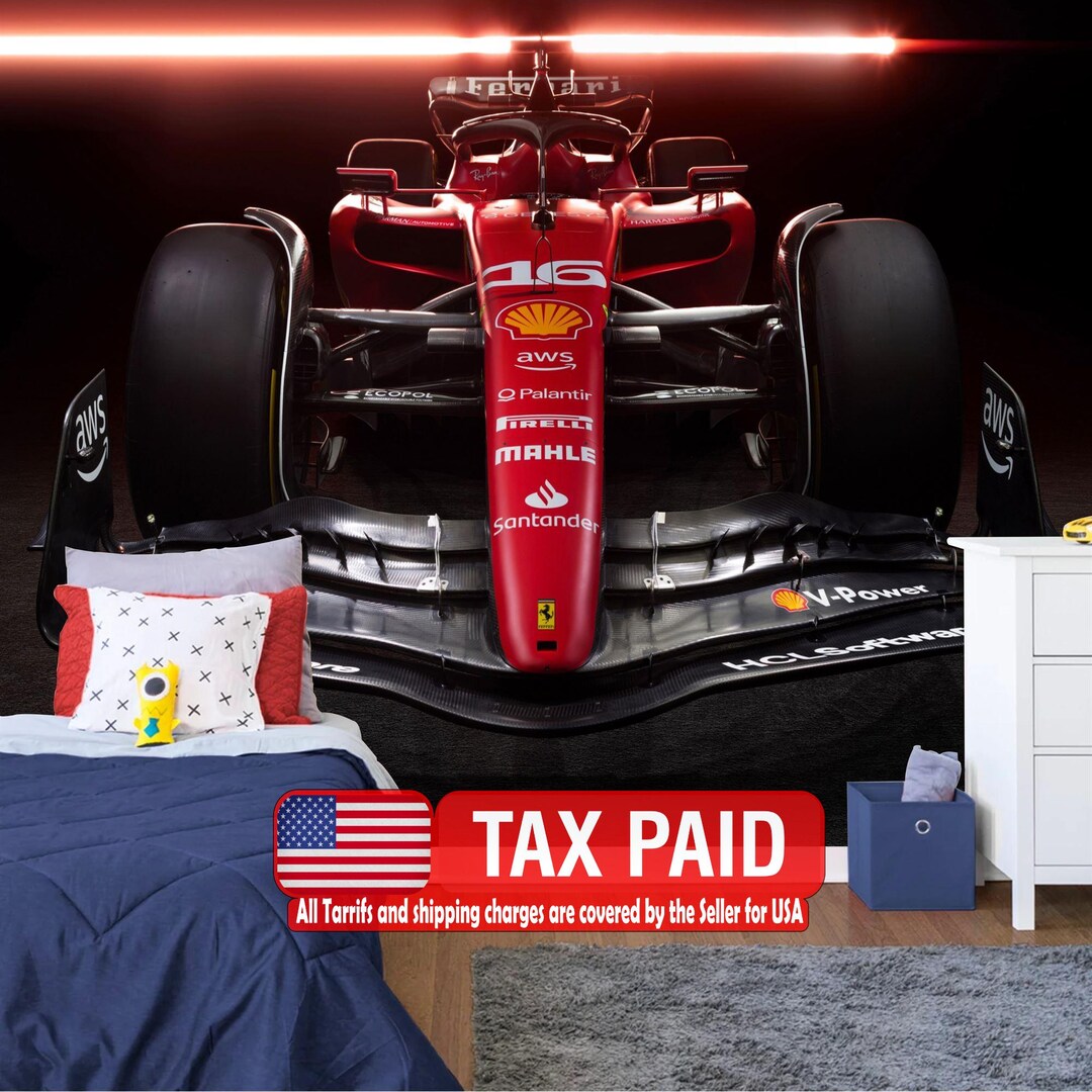 Formula 1 Car Race Wall Mural, Peel and Stick Wallpaper, Teen Boys Room ...
