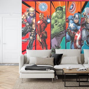Wallpaper, Superhero Comic Wall Mural, Kids Room Decor, Easy Install ...