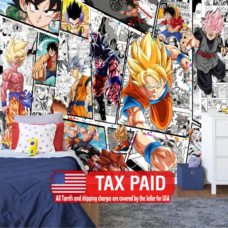 Anime Manga Collage Wallpaper Crossover, Comics Wall Mural - Etsy