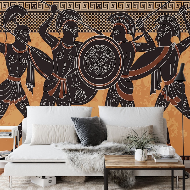 Wallpaper, Spartan Warriors Wall Decal – Ancient Greek Art Mural, Easy ...