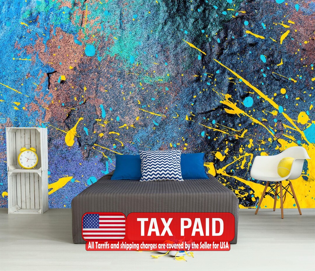 Graffiti Paint Splatter Wallpaper Mural | Colorful Art Print, Easy ...