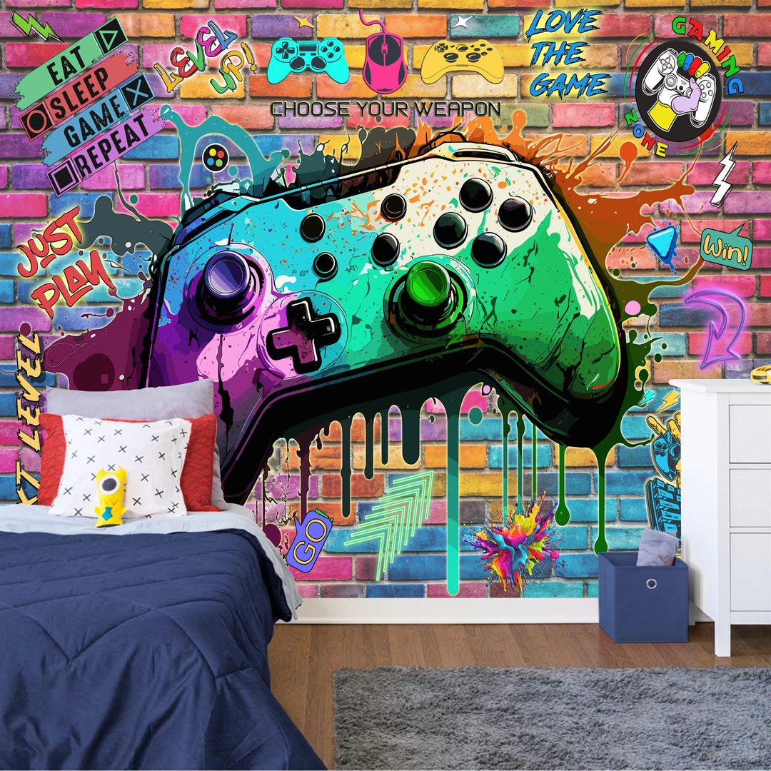 Gaming Room Game Playing Kids Room Decor Gift, Art Print Photomural ...